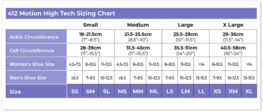 Sizing Charts - Trainers Choice Stockings